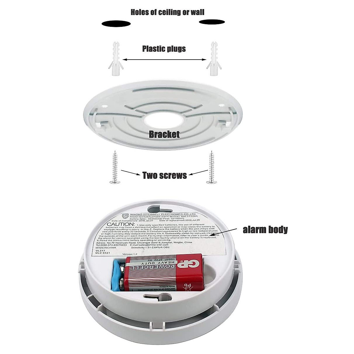 Smoke Detector Fire Alarm, 2 Packs Photoelectric Smoke Detectors with UL Listed, 9V Battery Operated Smoke Detector (9V Battery Included), 10 Years Life Time, Fire Safety for Home, Hotel, School etc