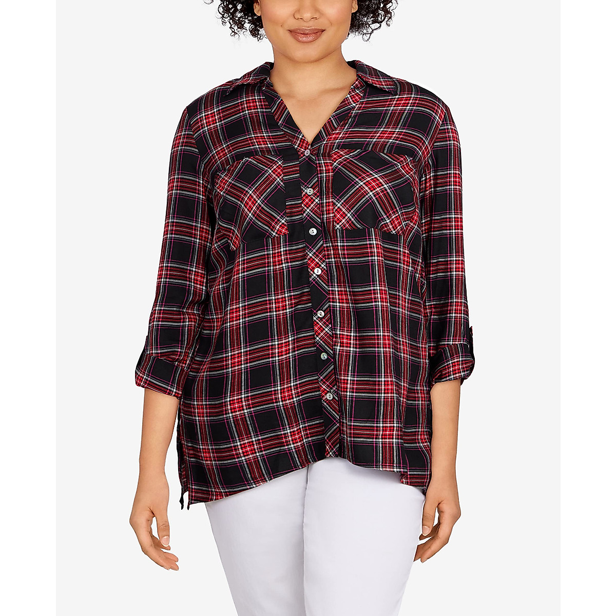Ruby Rd. womens Flannel Top Blouse, Black Multi, Small US