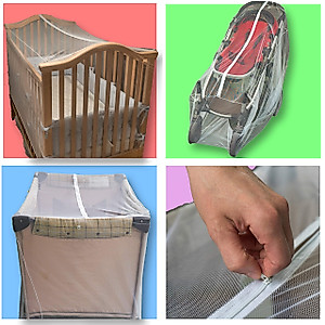 Pack n Play Net with Zippers - Fits Baby Crib, Stroller and Playpen - Universal Size Portable Durable Mesh Netting with Elastic - Complete with Storage Bag Bonus