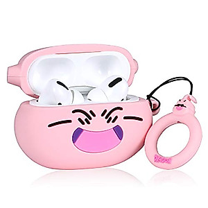 Mulafnxal for Airpods Pro 2019/Pro 2 Gen 2022 Case Cute 3D Fruit Cartoon Character Soft Silicone Air pods Pro Fashion Funny Cover, Kawaii Fun Keychain Design Girls Boys, Cases for Airpod Pro Pink Buou