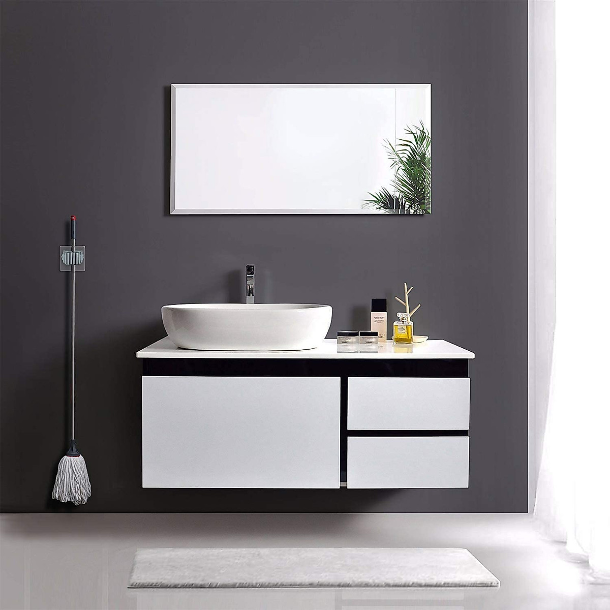 3-H Mop Hanger 24 Pack,Broom Holder Wall Mount Self Adhesive，Broom Hanger Wall Mount for Hanging and Storaging Organizing Laundry Room Bathroom Closet Kitchen (Grey)