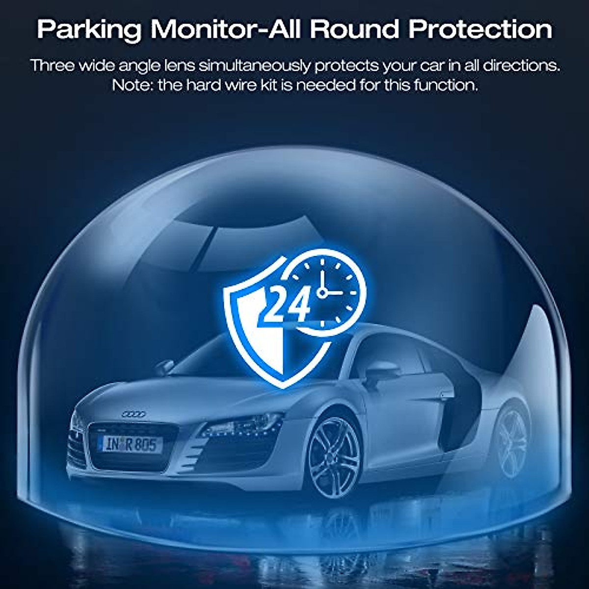 3 Channel 4K Dash Cam Front and Rear Inside with 64GB SD Card, 4K+1080P Dash Camera Front and Inside, Triple Car Camera 2K+1080P+1080P with IR Night Vision, WDR, 170°Wide Angle, Parking Monitor