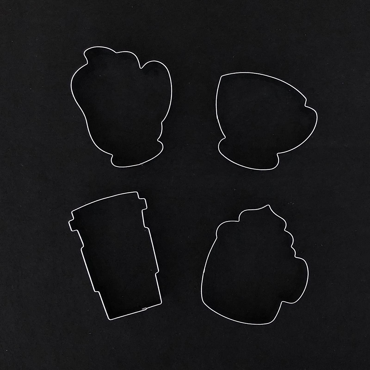 LUBTOSMN Large Coffee Cup Cookie Cutter Set-4 Piece-Coffee Mug, Hot Cocoa Mug, Lette, Teacup Cookie Fondant Biscui Cutters