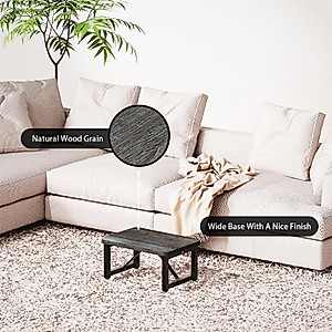 SZLHANJZ One Step Stool, Wooden Foot Stool for Adults, Small Stepping Stool for Bed and Closet, Heavy Duty Step for Kitchen, Dorm, and Indoor Use, Dark Gray