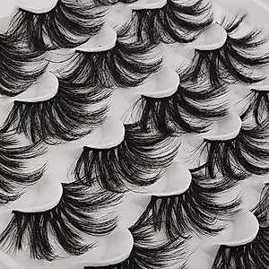 False Eyelashes Mink Lashes 25mm Long Eye Lashes Pack Dramatic 6D Wispy Thick Volume Fake Eyelashes by Geeneiya (2 Styles Mixed)