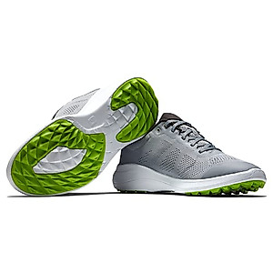 FootJoy Men's FJ Flex Golf Shoe, Grey/White/Lime, 10