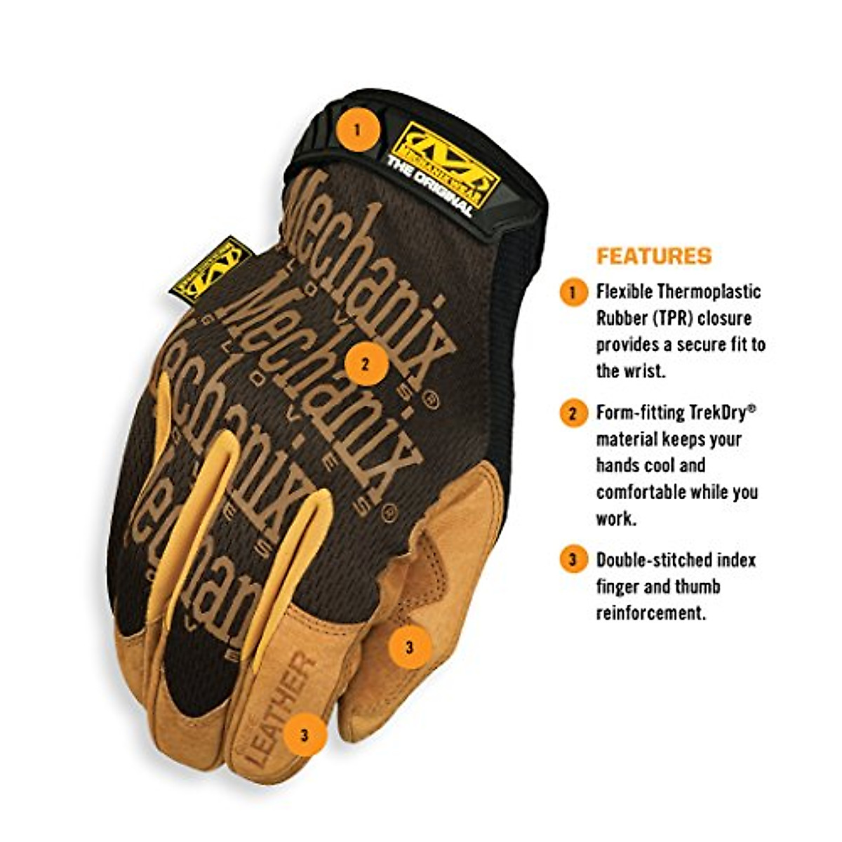 Mechanix Wear: The Original Durahide Leather Work Gloves with Secure Fit, Utility Gloves for Multi-purpose Use, Abrasion Resistant, Added Durability, Safety Gloves for Work (Brown, Large)