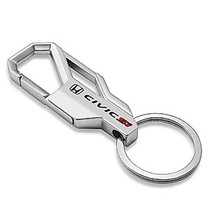 iPick Image Compatible with Honda Civic Si Silver Carabiner-Style Snap Hook Metal Key Chain