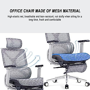 Ergonomic Office Chair, Mesh Computer Chair, Home Office Desk Chair, Task Chair with Lumbar Support, 90°-165° Tilt Angle, Adjustable Headrest & Armrest, 360° Rotation Chair (Color : Black-Without Foo