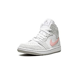 Jordan Womens WMNS Air Jordan 1 MID SE DN4045 001 Heather Grey/Pink - Size 6W