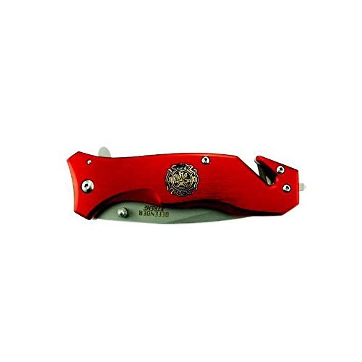8" Red Fire Dept Outdoor Rescue Survival Open Folding Pocket Knife Outdoor Survival Hunting Knife for Camping by Survival Steel