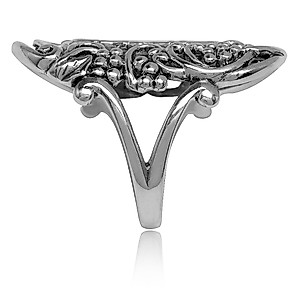 Silvershake 31mm 925 Sterling Silver Bird in A Tree Filigree Ring Size 8