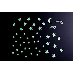 GLOPLAY Starry Night Series (48 pcs/Pack), Glow in The Dark Educational Wall Stickers, The Eco-Friendly and Brightest Wall Stickers for Ceiling, Bathtime, Bedroom, Party, Decor