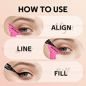 Cilrofelr 2 Pcs 4 in1 Eyeliner Stencils for Hooded Eyes, Reusable Eyeliner Stencils Tool for Beginners, Multi-Purpose Makeup Tool for Winged Eyeliner, Defined Eyebrow, Face Contour and Lip Line - Pink
