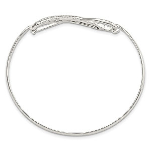 IceCarats 925 Sterling Silver Infinity Twisted Love Knot Symbol Feather Bangle Charm Bracelet
