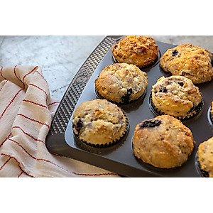 SAVEUR SELECTS 12-Cup Muffin Pan, Non-stick, Warp-resistant Carbon Steel, Dishwasher Safe, Artisan Bakeware Series