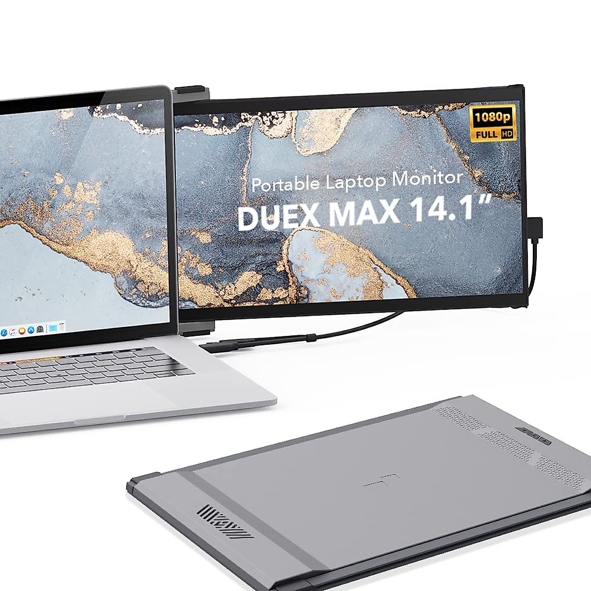 New Mobile Pixels 2023 Duex Max Portable Monitor, 14.1" FHD 1080P IPS Ultra Slim Laptop Screen Extender, USB A/USB C Plug and Play Auto Rotated, Windows/Mac/Android/Switch Compatible (Gunmetal Grey)