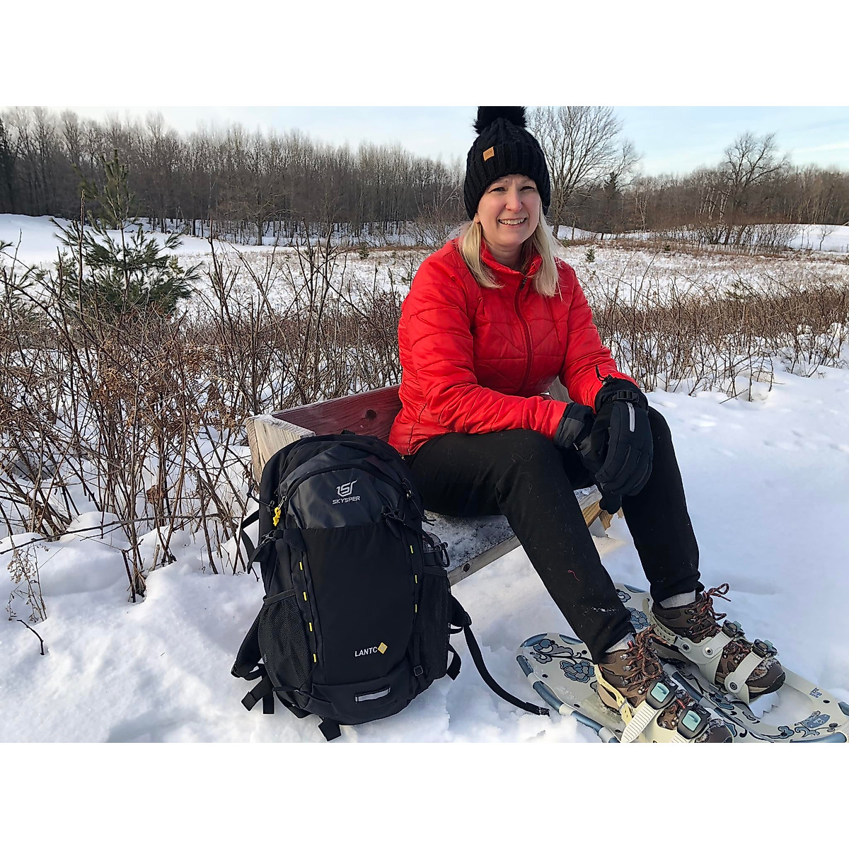 SKYSPER Hiking Daypack 30L Water-Resistant Camping Backpacks, Day Packs for Travel Outdoor Camp Men Women Black