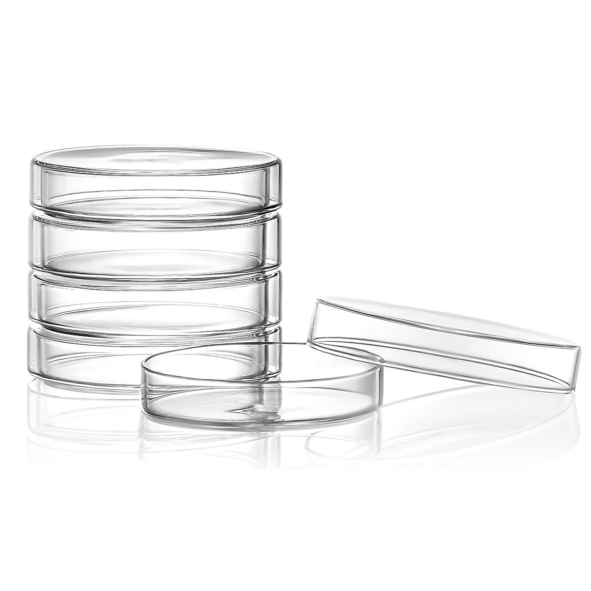 Huanyu 90mm Glass Petri Dish with Lids High Borosilicate Glass Petri Dishes Bacterial Culture Dishes for Lab Science Experiment (5pcs: 90mm)