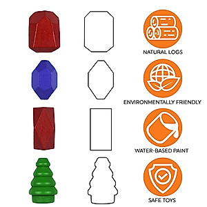 Ghims Kids Stacking Toys, 36 PCS Wooden Stacking Toys, Montessori Stacking Toys for Toddles, Balancing Stone Rocks Building Blocks Educational Preschool Toys, Colorful Game Lightweight Puzzle Set