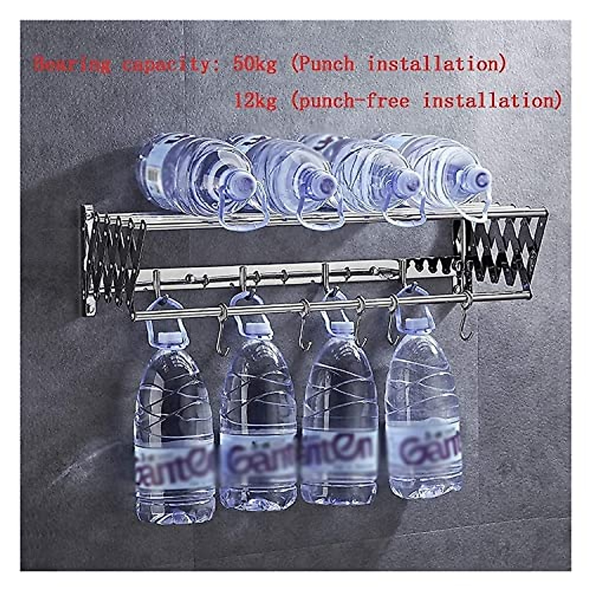 XMCX Retractable Wall Mounted Drying Rack Clothes Drying Rack Laundry Hanger with Hooks Foldable Clothes Dry Rack Space Saving Retractable Rack Easy Storage (Size : 60cm)