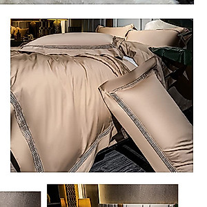UpcoT Long Staple Cotton Hollowed Out Four-Piece Set Cotton Sateen Sheet Bed Cover Wide Brim Series (Color : D, Size : 200 * 230cm)