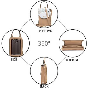 Skyearman Crossbody Cellphone Purse with Handle Womens Touch Screen Phone Bag Small Shoulder Purse for iPhone 1212 MiniXXR (Khaki)