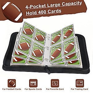 Hold 400 Cards 4-Pocket Football Card Binder,Zatozkar Trading Card Binder with 50 Pages Double-sided Sleeves Card Collectors Album Card Protectors Holder for Sports Original