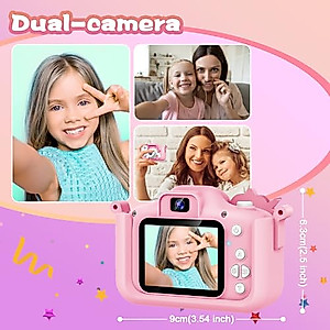WEOLULI Kids Camera Birthday Gifts Toys for 3 4 5 6 7 8 Years Old Girls Boy,Toys Camera for Girls Age 3-10,Toddler Camera with 32GB SD Card