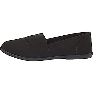Soda Flat Women Shoes Linen Canvas Slip On Sneakers Loafers Memory Foam Gel Insoles Round Toe OBJI-S All Black 8