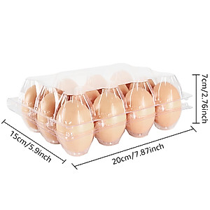 SENENQU 40 Pack Egg Cartons Cheap Bulk, 1 Dozen Clear Egg Cartons, Plastic Egg Carton Bulk Chicken Egg Tray Holder Egg Tray for Family Pasture Farm Market (3×4 Grids, 12 Eggs)
