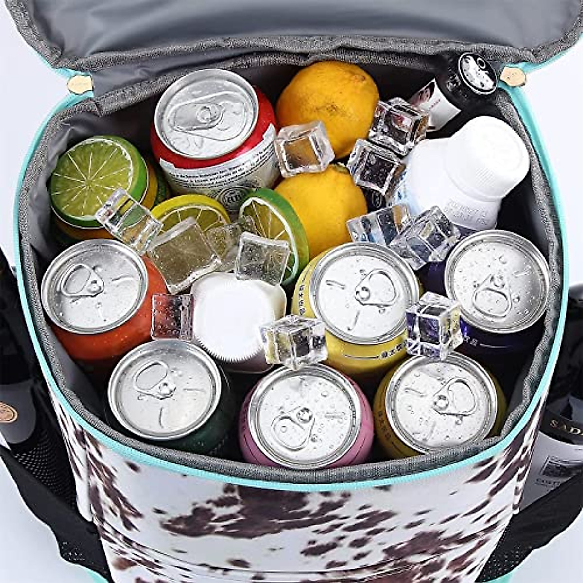 Cooler Backpack Women Cow Leak Proof Backpack Cooler Bags Lightweight Soft Lunch Backpack with Cooler Compartment,Wine Cooler for Hiking Camping,24 cans…