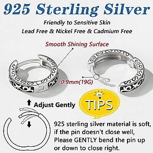 Silver Hoop Earrings for Women Vintage Celtic Knot Huggie Hoops for Couple Unisex Jewelry