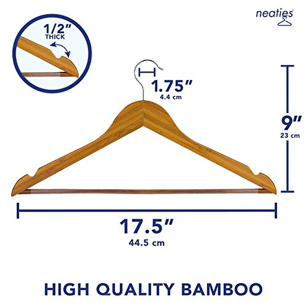 Neaties Bamboo Wood Hangers | Cherry Finish | with 360° Degree Swivel Hook & Smooth Cut Notches | 12Pack