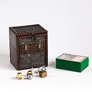 KakapopoTCG Elven Vault (Ancient Egypt) Wood Deck and Counter Box Protector Sleeve Storage Trading Cards TCG MTG Magic FaB YGO EDH Commander Box FaB TCG PTCG Dice Box DnD Spell Box