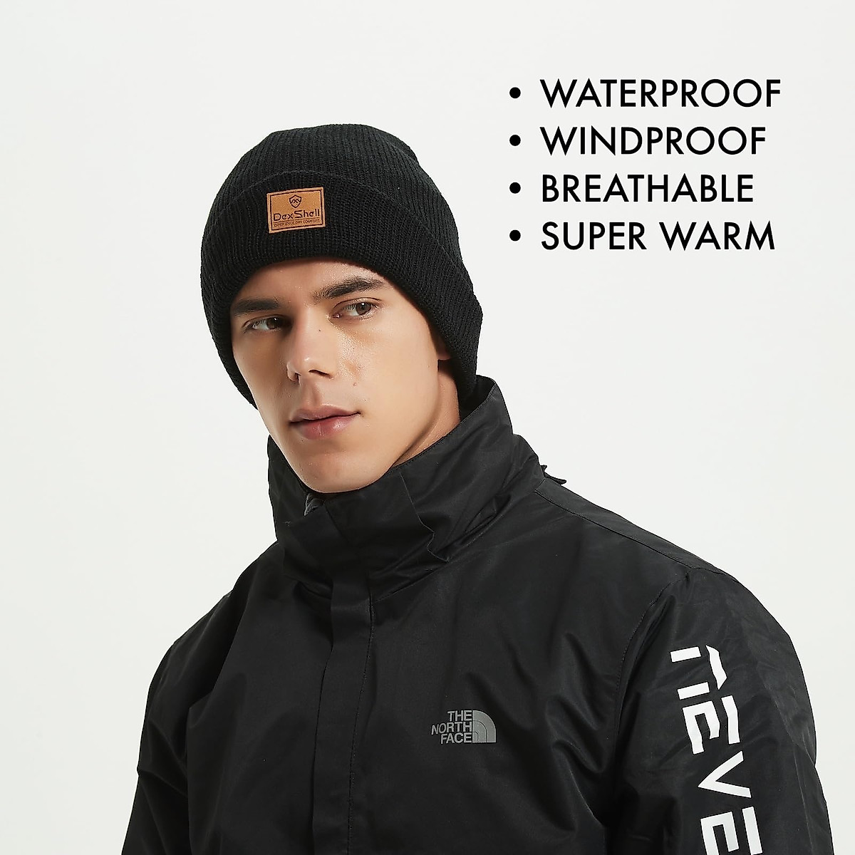 DexShell Waterproof Watch Beanie Wool Blend Outer Membrane Lined Fleece Liner for Men and Women, Black, One Size (56-58cm)