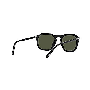Persol PO3292S Square Sunglasses, Black/Green, 50 mm