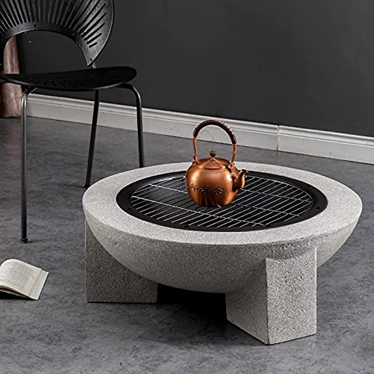 LEAYAN Garden Fire Pit Grill Bowl Grill Barbecue Rack Fire Pit Outdoor fire Pit, 30-inch Large Bonfire Burning Wood fire Pit Bowl, Villa Courtyard Backyard Garden fire Pit