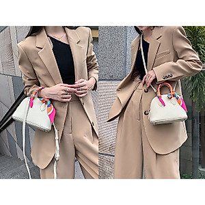 DORIS&JACKY Small Leather Dome Crossbody Bag Cute Shell Shape Zip Around Handbags (2-Off White)