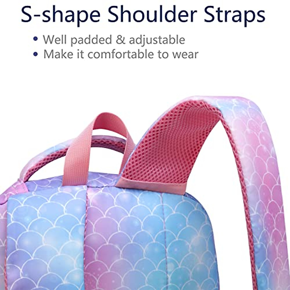 BLUEFAIRY Mermaid Backpack for Girls Elementary School Bags for Kids Primary School Cute Book Bags Fish Scale Child Gifts Presents Travel Mochila Sirenpara Niñas Lightweight 17 Inch (Rose)