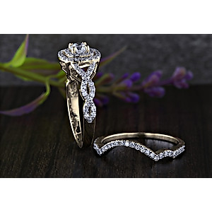 Dazzlingrock Collection 1.00 Carat (Ctw) Round Lab Grown White Diamond Criss Cross Style Engagement Ring Set for Her in 18K Yellow Gold Size 5.5