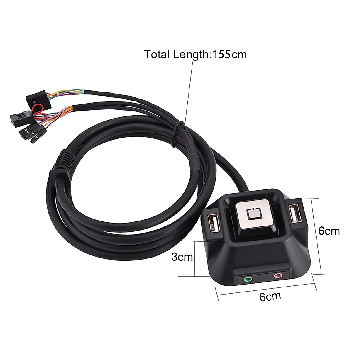 Desktop PC Switch Button with Dual USB Ports Power Reset Button Audio Microphone Port Refit, Desktop Computer Case Motherboard Power Supply Reset HDD Button Switch PC Power Switch for Families/Company