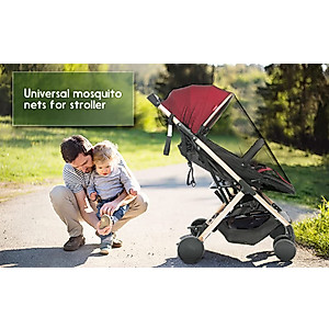 Mosquito Net for Stroller - V-Fyee Durable Baby Stroller Mosquito Net Perfect Bug Net for Strollers, Bassinets, Cradles, Playards, Pack N Plays and Portable Mini Crib (Black)