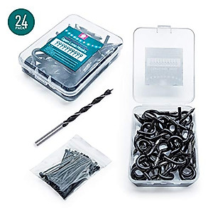 WOW Design Q-Shape/Easy Release Open loop Vinyl Coated Screw-In Outdoor wiring&Holiday lights/Christmas Lights Hanger Hooks (24 PCS-Black)