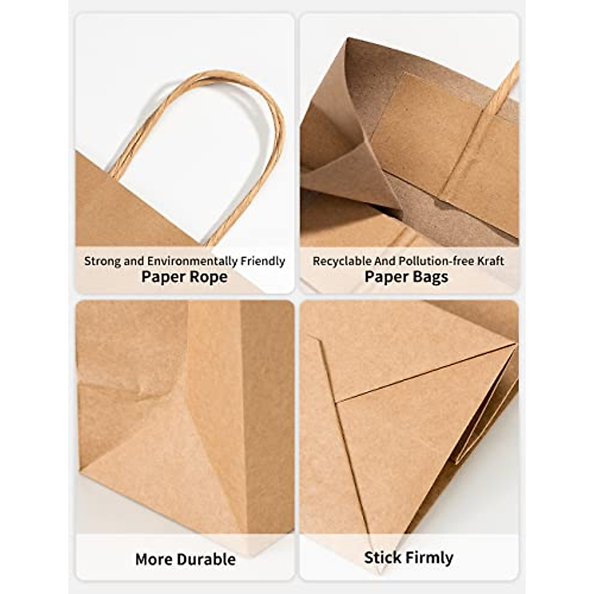 RACETOP Small Brown Kraft Paper Bags with Handles Bulk, 5.9"x3.2"x8.3" 100Pcs Small Brown Gift Bags, Mini Paper Bags, Gift Bags Bulk, Goodie Bag, Retail Bags, Gift Wrap Bags, Shopping Bags