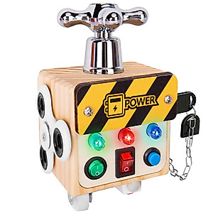 Zeoddler Toddler Toys for 1 2 3 Year Old, LED Busy Cube for Kids, Sensory Toys for Toddlers, Wooden Montessori for Travel, Preschool Educational for Kids, Birthday Gifts for Boys, Girls