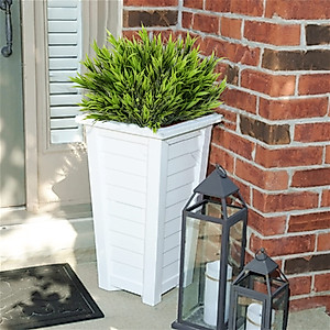 HUAESIN 8 Bundles Artificial Outdoor Plants Fake Fern Plant Fake Wheat Grass Greenery Shrubs for Outdoors Patio Porch Window Box Home Garden Plants Decor