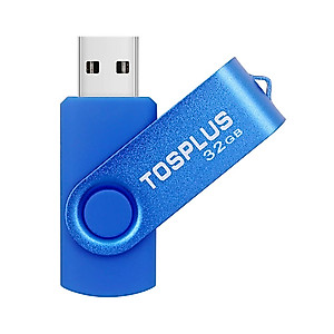 TOSPLUS 2 Pack 32GB USB Flash Drive USB 2.0 Thumb Drives Memory Stick Data Storage Jump Drive Swivel Design (Black/Blue)