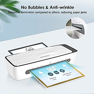 Laminator, A4 Laminator Machine, 9 Inch Cold-Thermal Laminator with 20 Pouches Sheets, 4-in-1 Personal Desktop Laminating Machine Built in Paper Cutter, Corner Rounder, Hole Puncher and Iron Ring