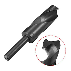 uxcell Reduced Shank Drill Bit 28mm Black Nitride Coated with 1/2 Inch Straight Shank, High Speed Steel HSS 9341 Twist Drill Bit for Stainless Steel Alloy Metal Plastic